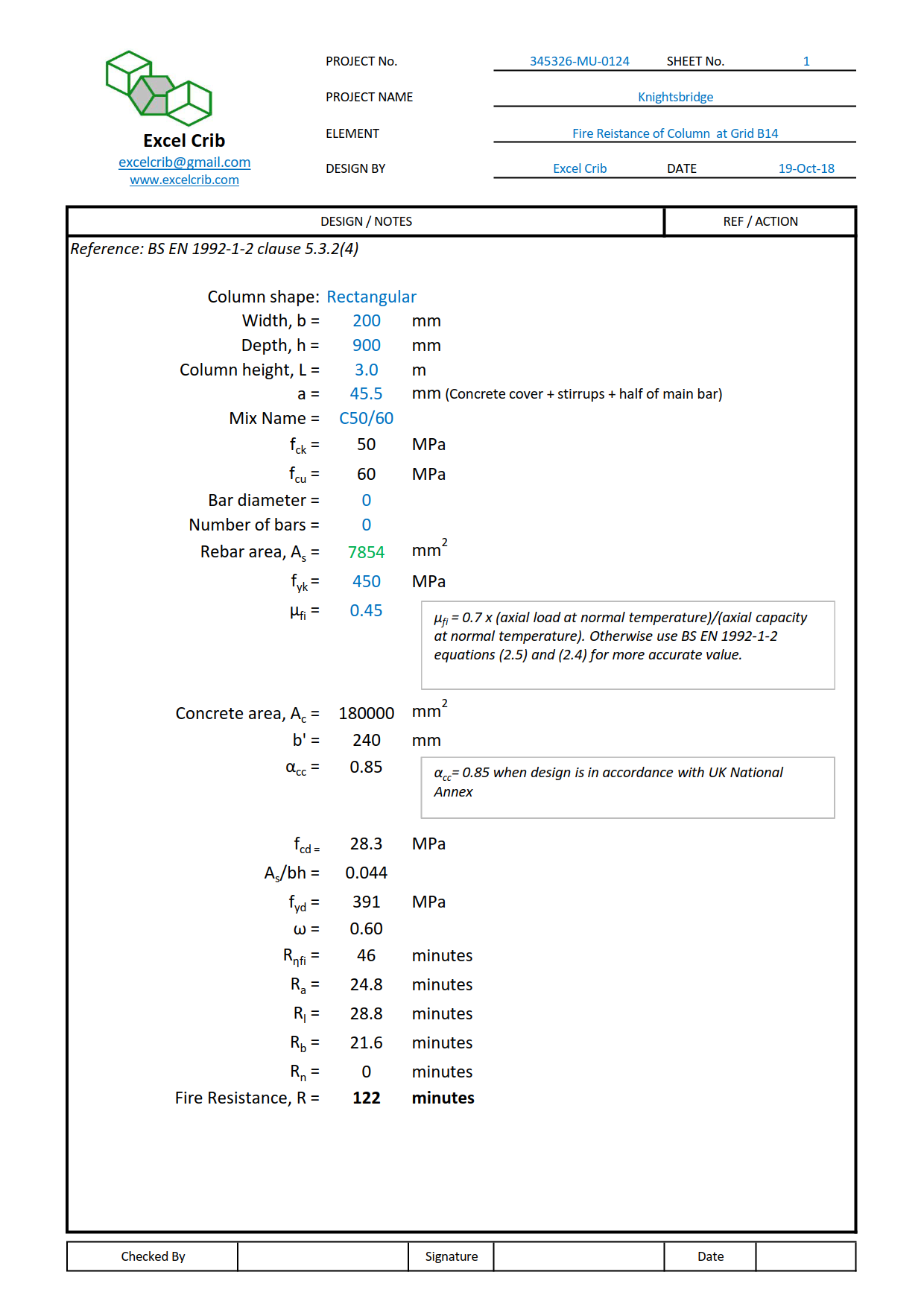 Fire Resistance of Columns | EXCEL CRIB